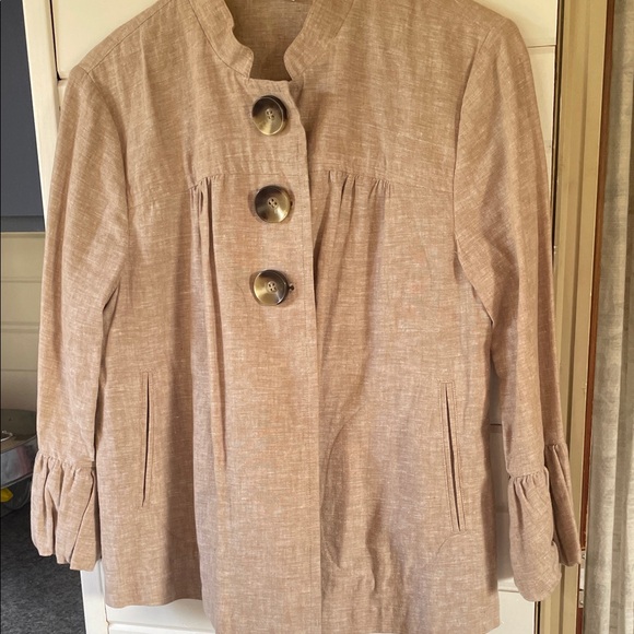 Emma James | Tops | Emma James Beige Button Down Shirt With Ruffle ...